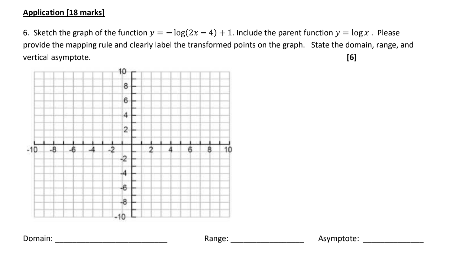 Solved Application (18 marks) - 6. Sketch the graph of the | Chegg.com