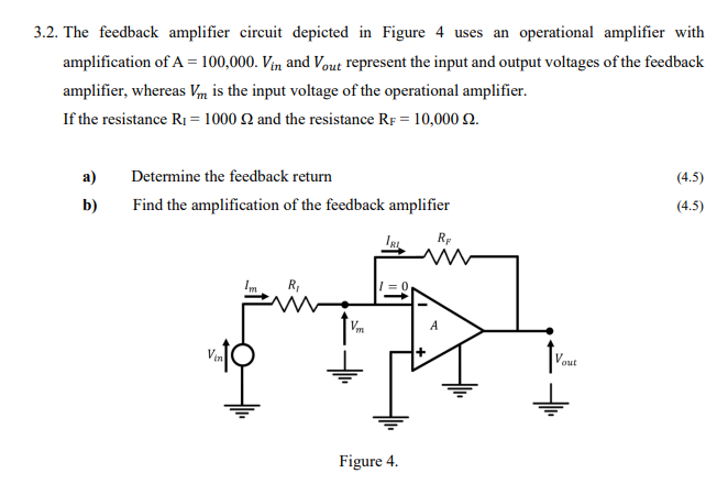 Solved 3.2. The feedback amplifier circuit depicted in | Chegg.com