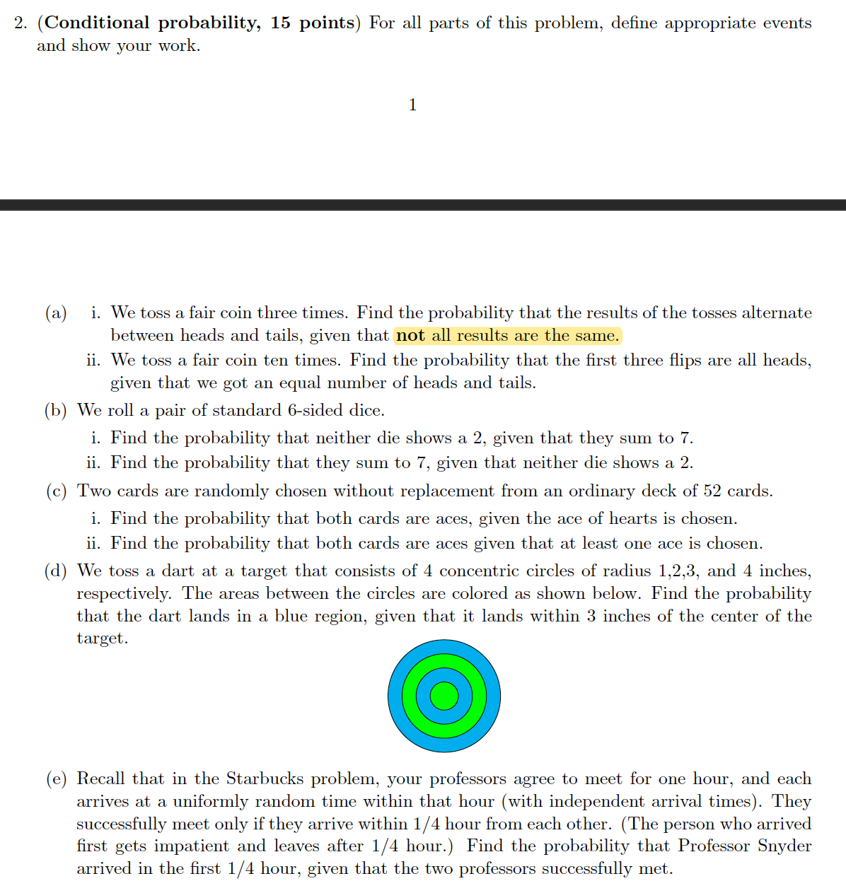Solved 2. (Conditional probability, 15 points) For all parts | Chegg.com