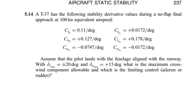 AIRCRAFT STATIC STABILITY 237 14 A T-37 has the | Chegg.com
