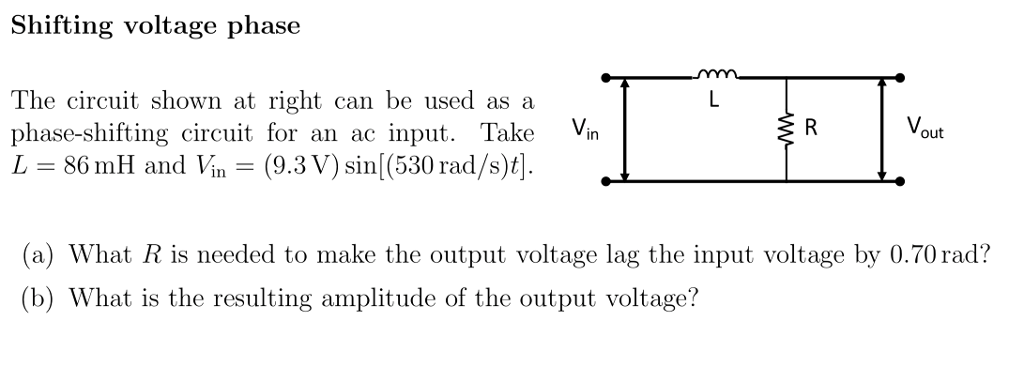 Solved Shifting voltage phase The circuit shown at right can | Chegg.com
