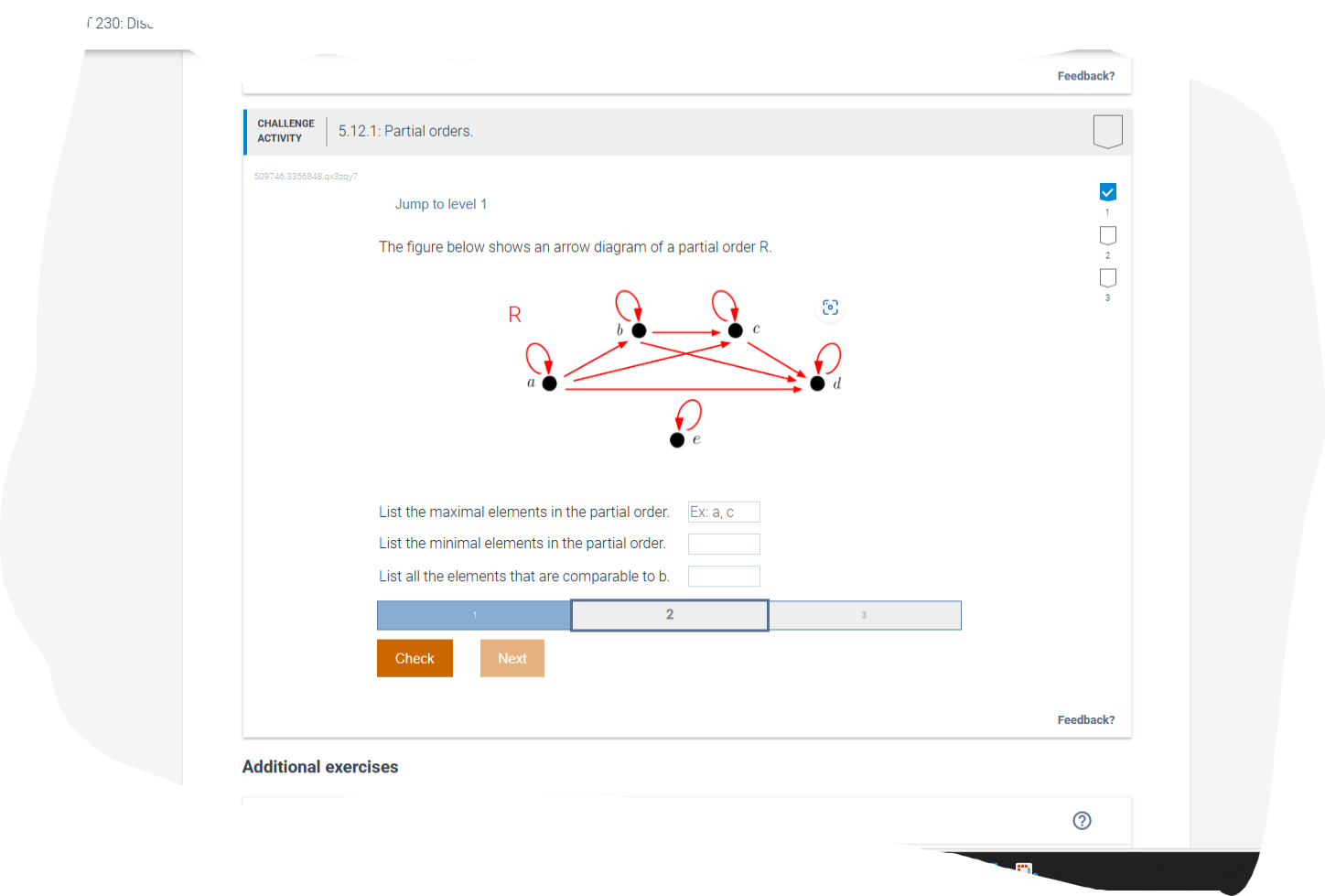 Solved 230: D CHALIENGE ACTIVITY 5.12.1: Partial orders Jump | Chegg.com