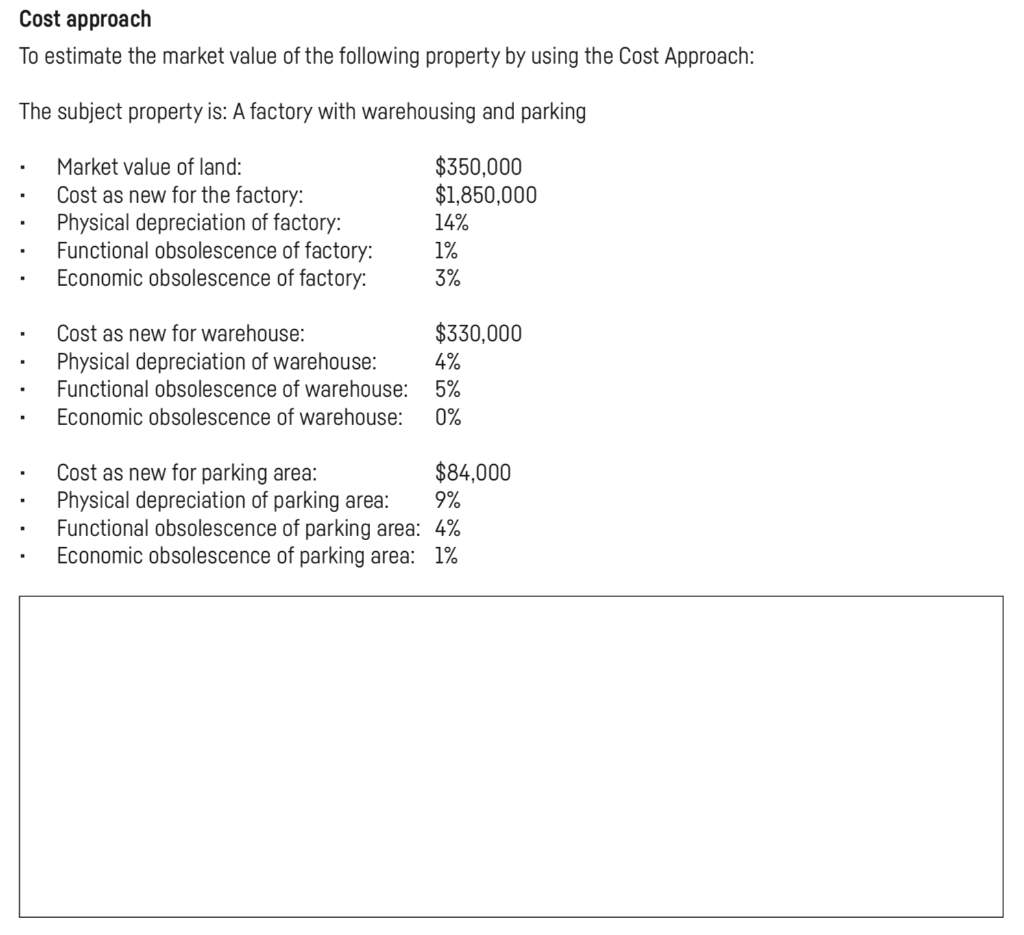 Cost approach To estimate the market value of the | Chegg.com