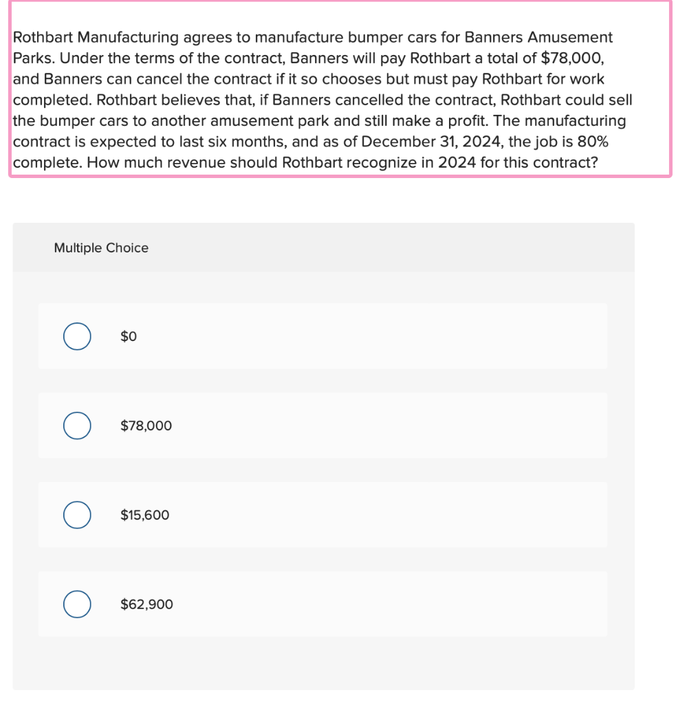 Solved Rothbart Manufacturing agrees to manufacture bumper | Chegg.com