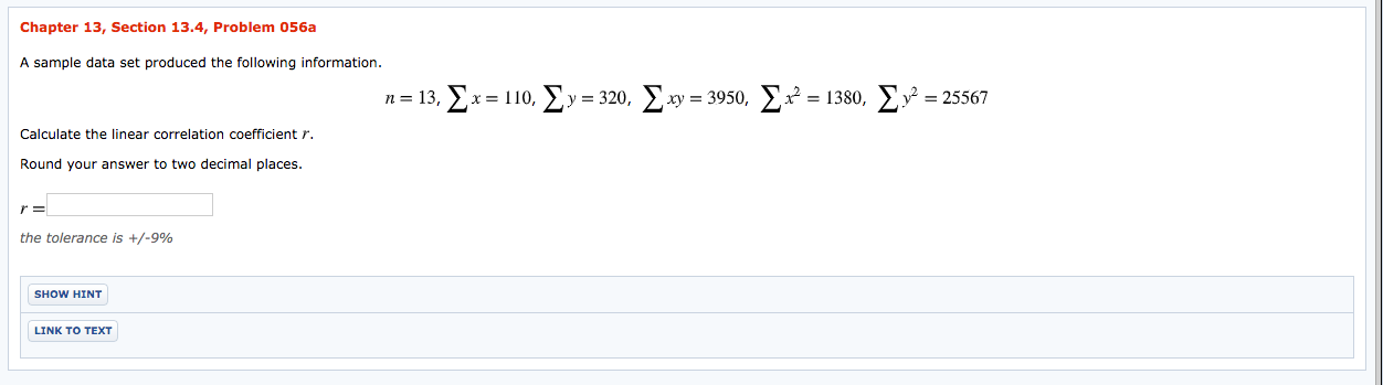 Solved Chapter 13, Section 13.4, Problem 056a A sample data | Chegg.com