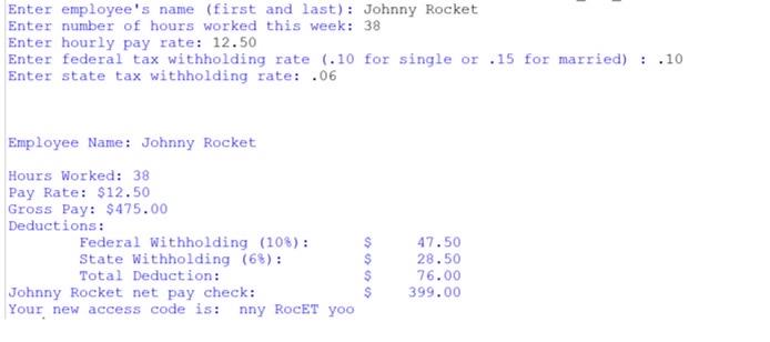 Solved Financial application: Payroll & Access Code | Chegg.com