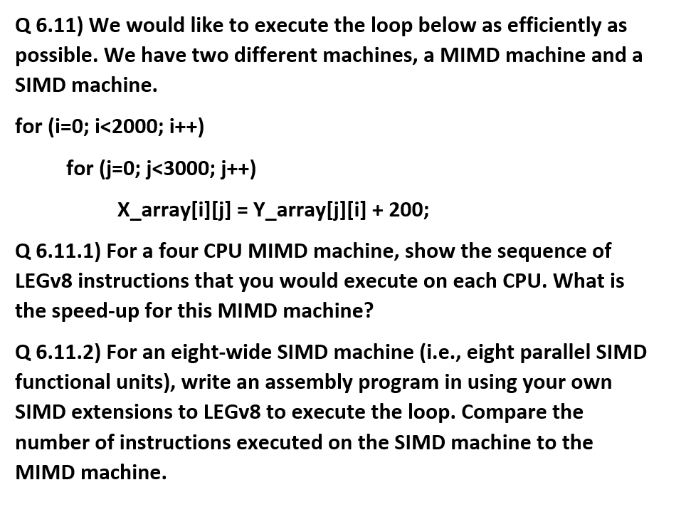 Q 6.11) We would like to execute the loop below as | Chegg.com