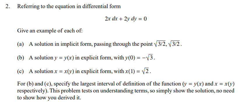 Solved 2. Referring to the equation in differential form | Chegg.com