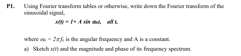 Solved Using Fourier transform tables or otherwise, write | Chegg.com