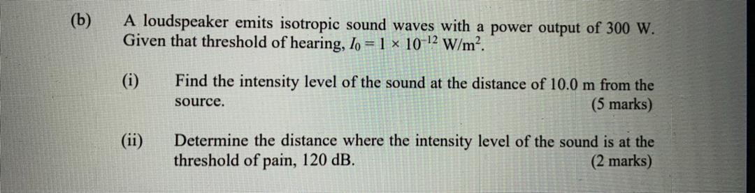 Solved (b) A loudspeaker emits isotropic sound waves with a | Chegg.com
