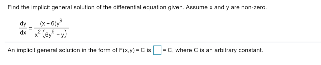 Solved Find the implicit general solution of the | Chegg.com