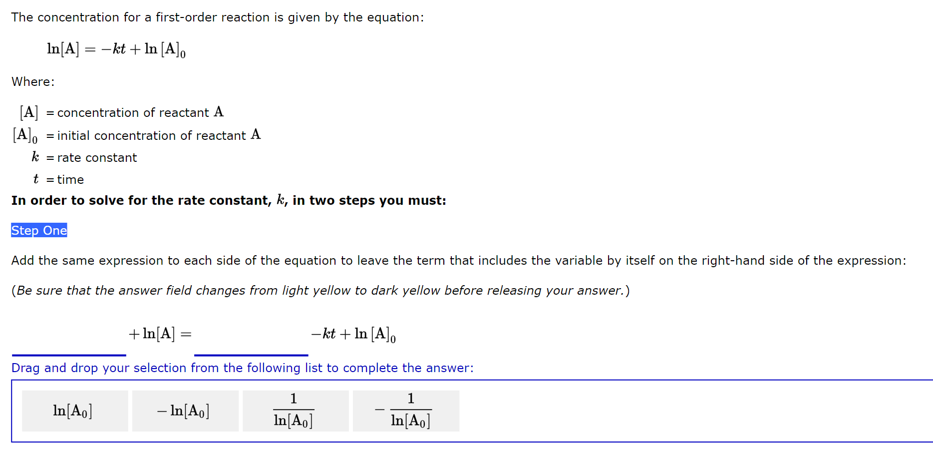 Solved The concentration for a first-order reaction is given | Chegg.com