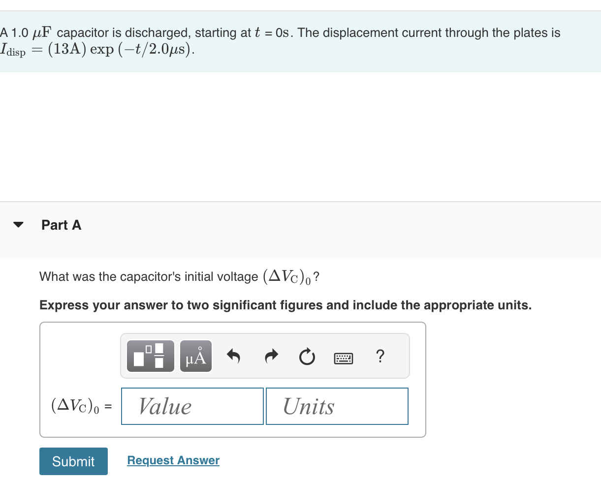 Solved A 1.0μF ﻿capacitor is ﻿discharged, starting at t=0s. | Chegg.com