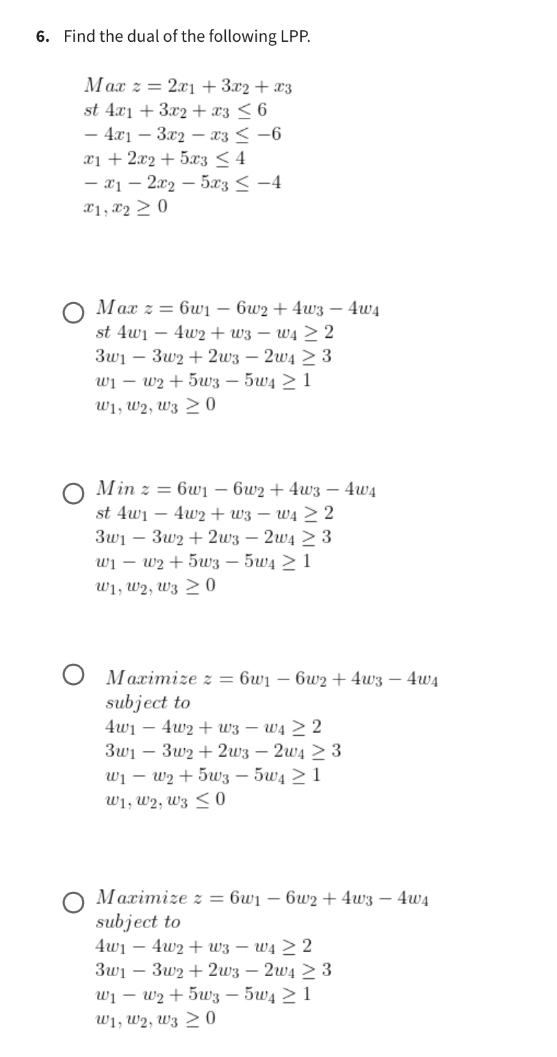 Solved Find the dual of the following LPP. ﻿Max z=2x1+3x2+x3 | Chegg.com