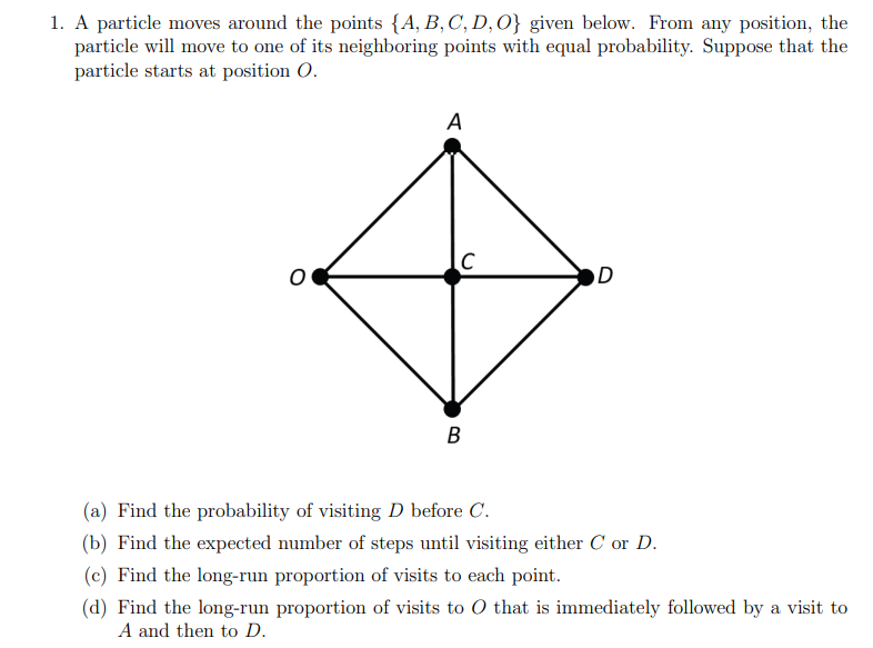 Solved 1. A particle moves around the points {A,B,C,D,O} | Chegg.com
