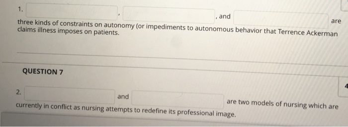 Solved , and are three kinds of constraints on autonomy (or | Chegg.com