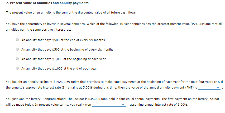 Solved 7. Present value of annuities and annuity payments | Chegg.com