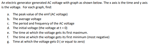 Solved An electric generator generated AC voltage with graph | Chegg.com