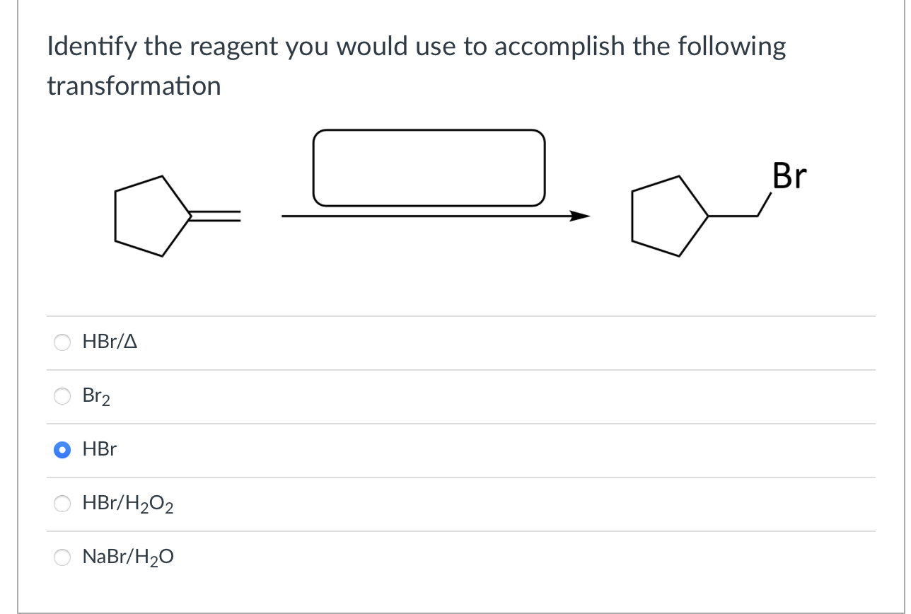 Solved Identify the reagent you would use to accomplish the | Chegg.com