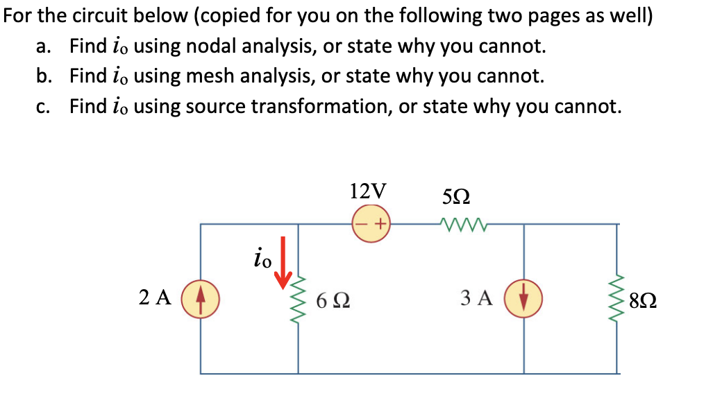 Solved For the circuit below (copied for you on the | Chegg.com