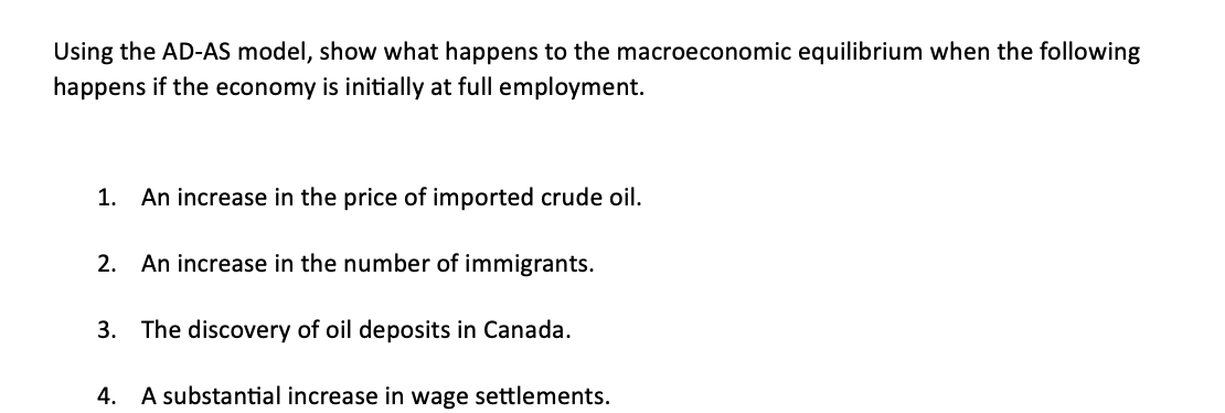 Solved Using the AD-AS model, show what happens to the | Chegg.com