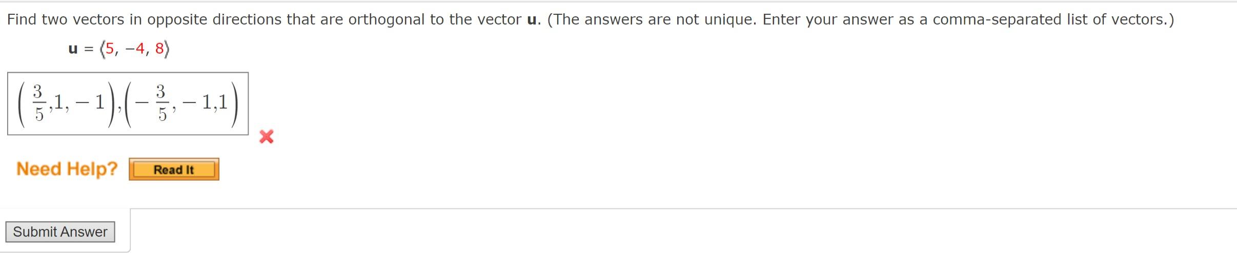Solved Find two vectors in opposite directions that are | Chegg.com