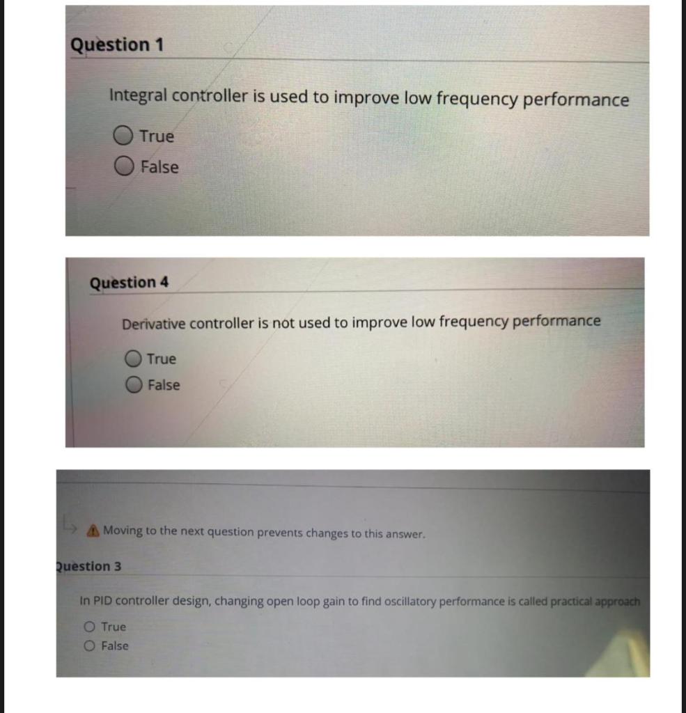 Solved Question 1 Integral controller is used to improve low | Chegg.com