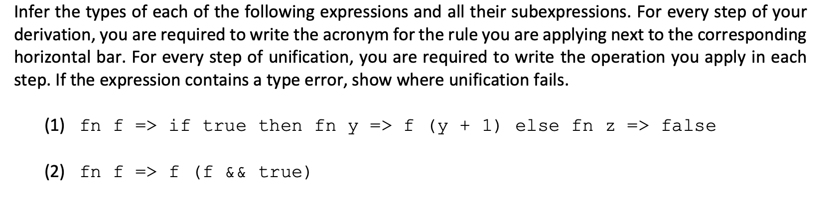 Solved Infer the types of each of the following expressions | Chegg.com