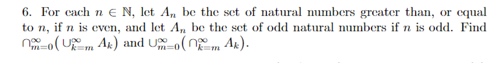 Solved For each ninN, let An ﻿be the set of natural numbers | Chegg.com