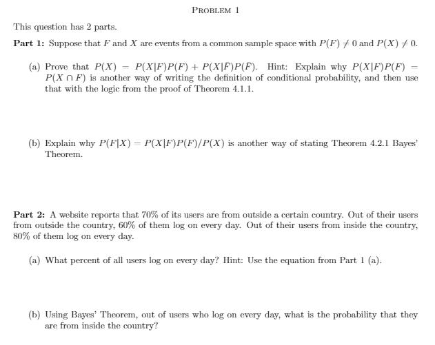 Solved PROBLEM 1 This question has 2 parts. Part 1: Suppose | Chegg.com