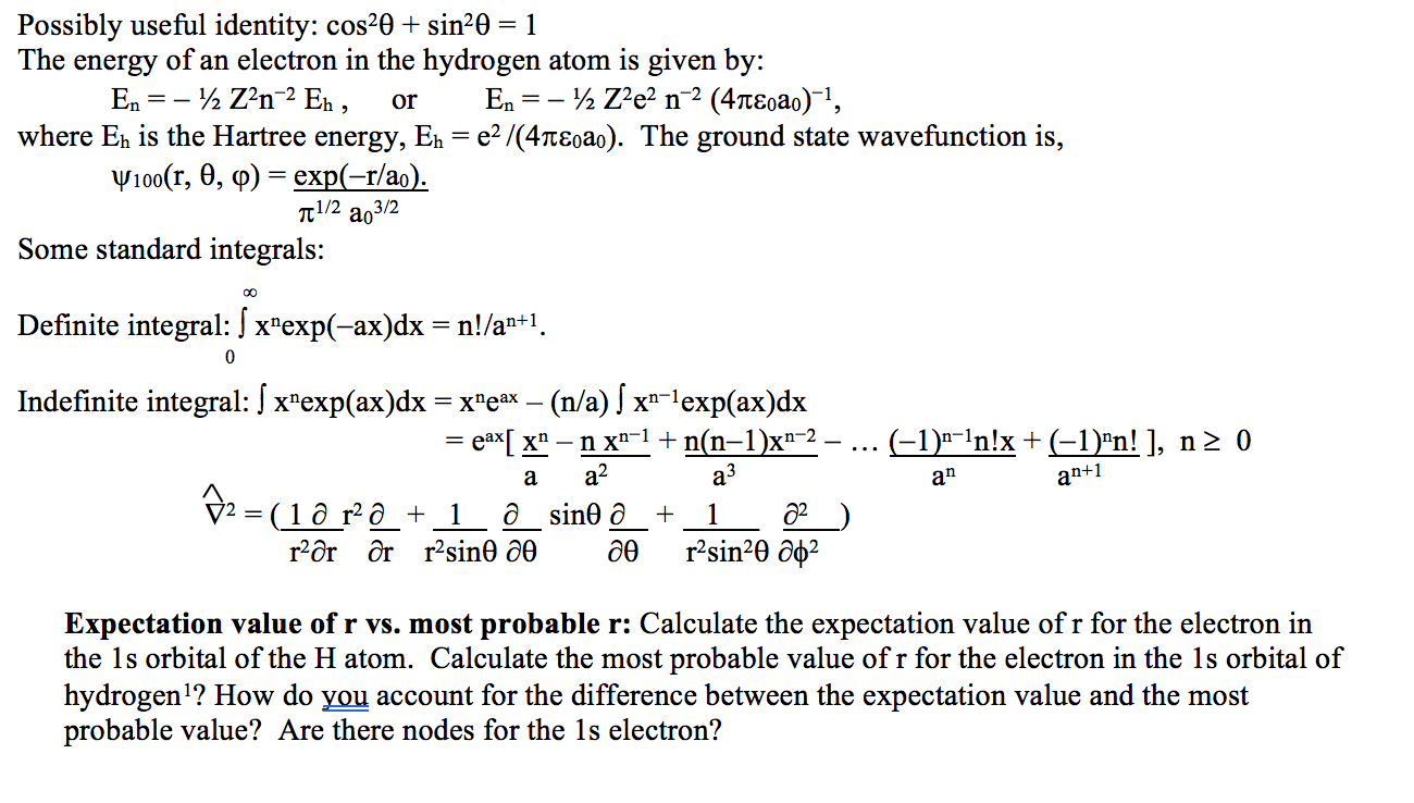 Solved Physical Chemistry_Quantum Mechanics Answer the | Chegg.com