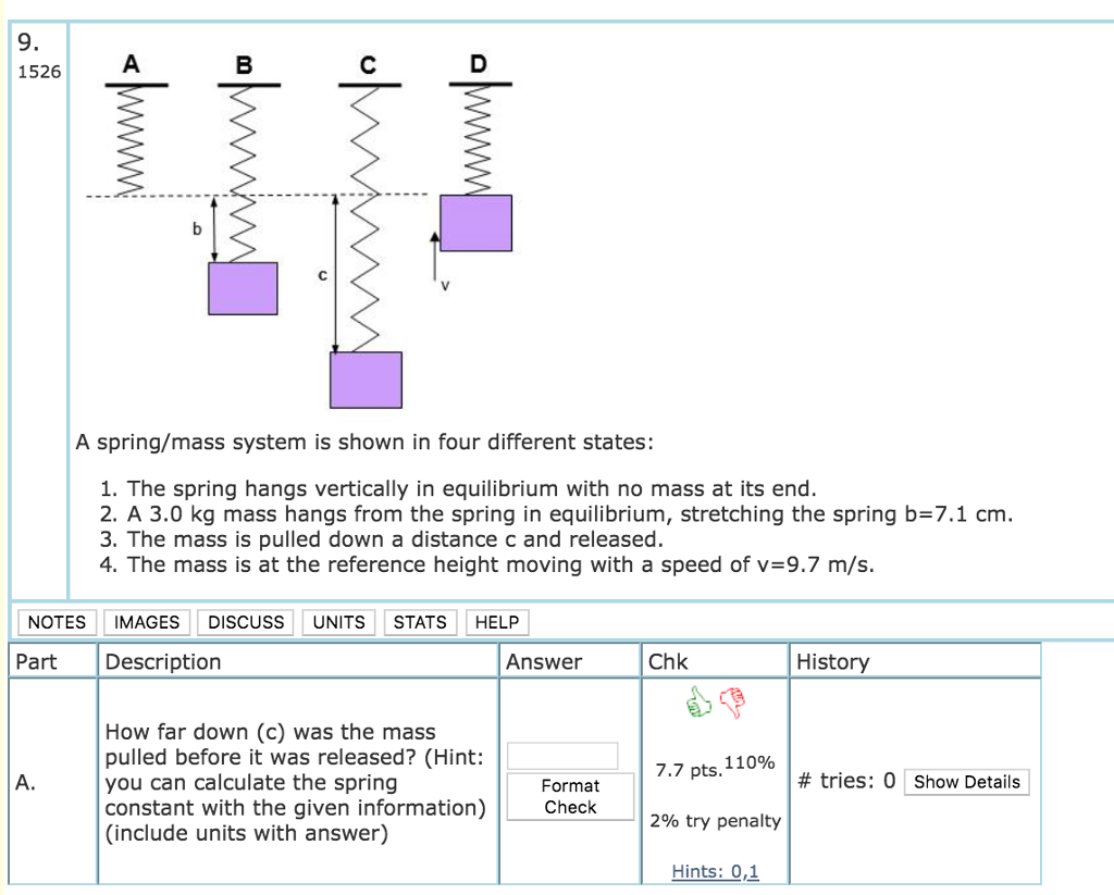 Solved 9. 1526 A spring/mass system is shown in four | Chegg.com