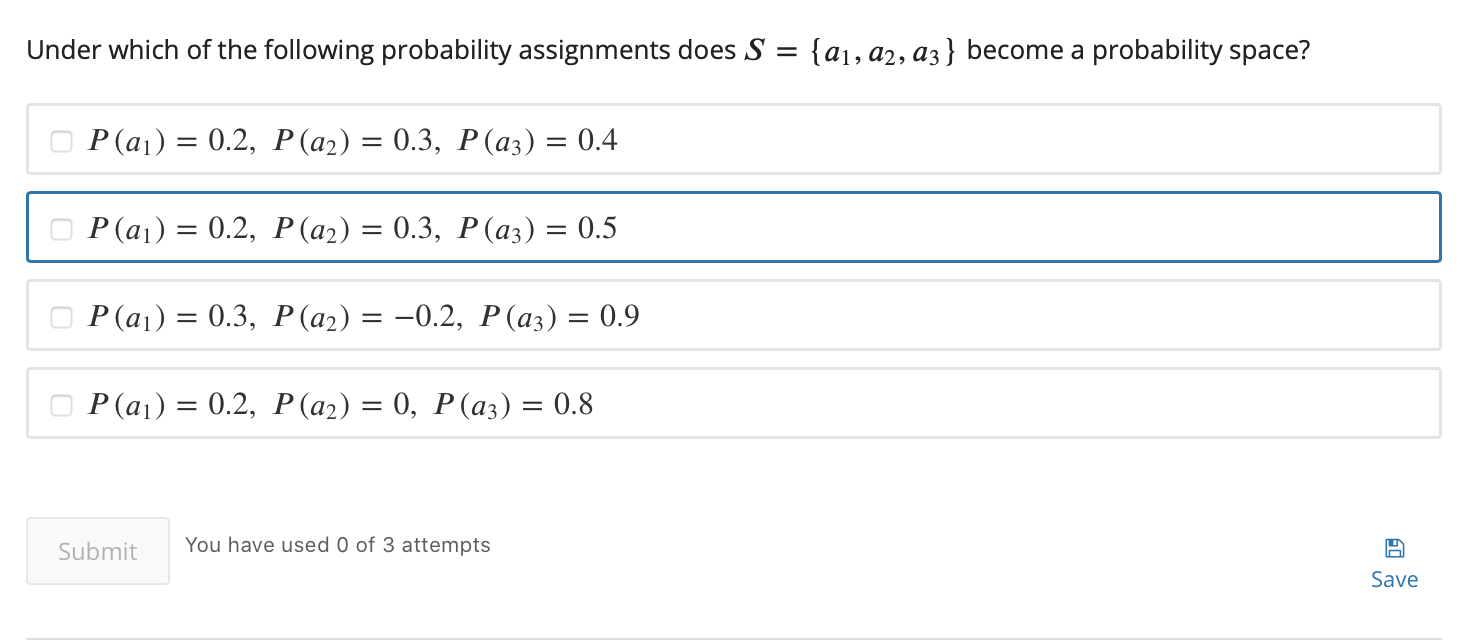Solved Under which of the following probability assignments | Chegg.com