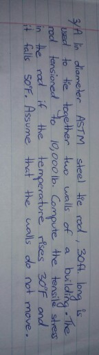 Solved In diameter ASTM steel te rod 30ft long is n diameter | Chegg.com