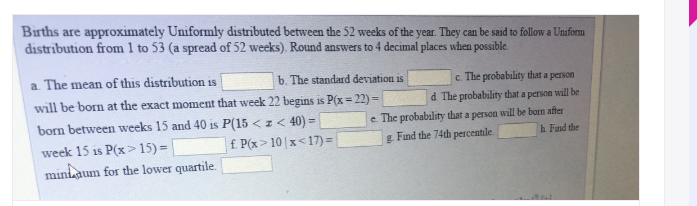 Solved Births are approximately Uniformly distributed | Chegg.com