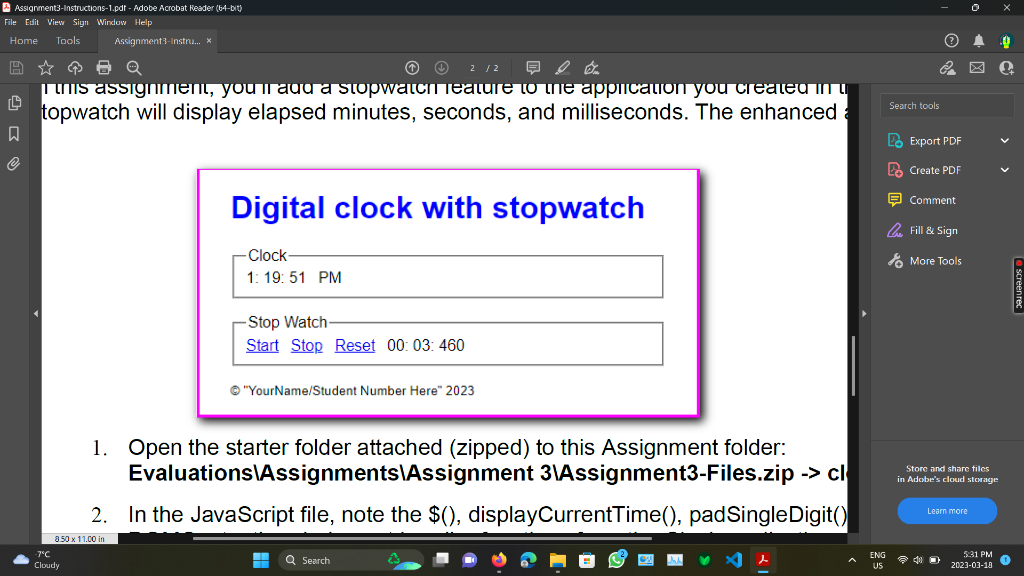 Solved Add A Stopwatch To The Clock Application In This 