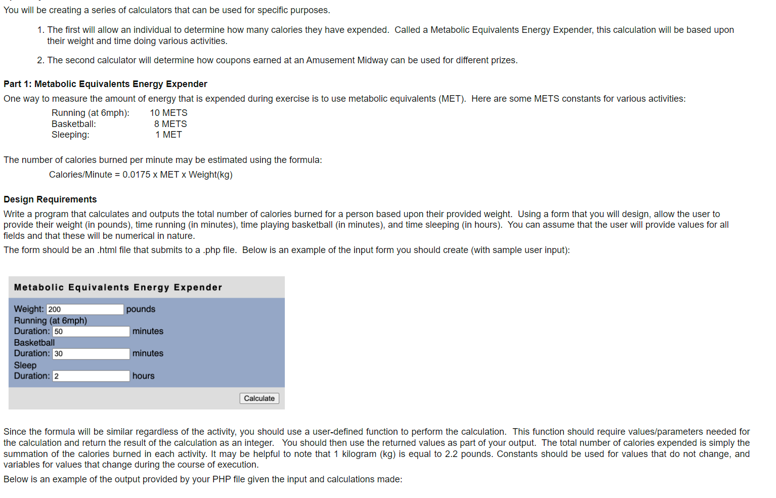 Solved You will be creating a series of calculators that can | Chegg.com