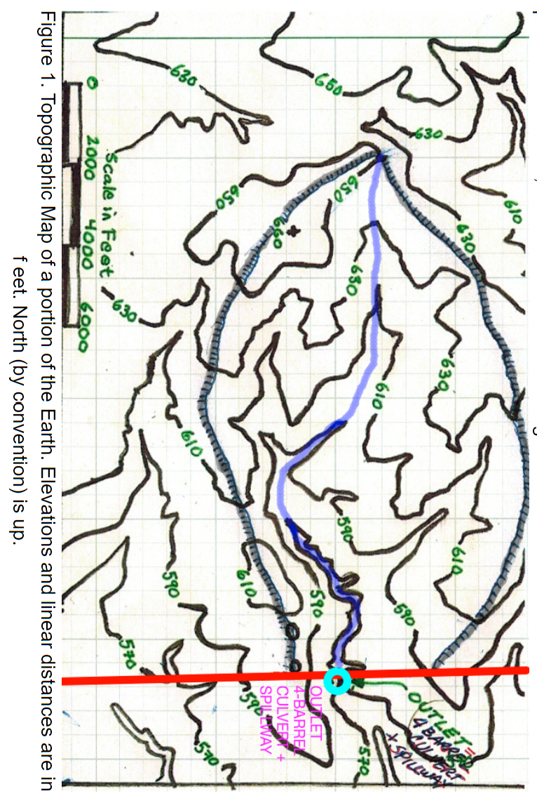 Solved Figure 1 is a topographic map of a small drainage | Chegg.com