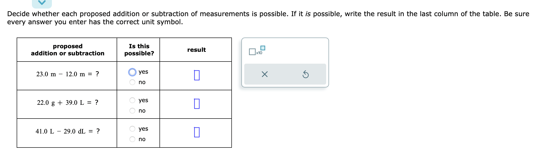 Solved Decide whether each proposed addition or subtraction | Chegg.com