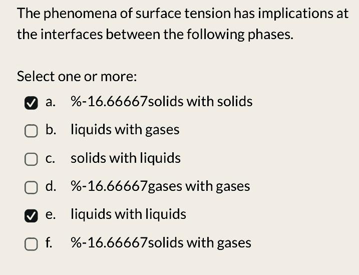 Solved The phenomena of surface tension has implications at | Chegg.com