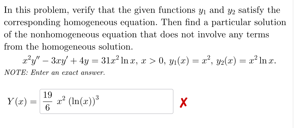 Solved In ﻿this problem, verify that the given functions y1 | Chegg.com