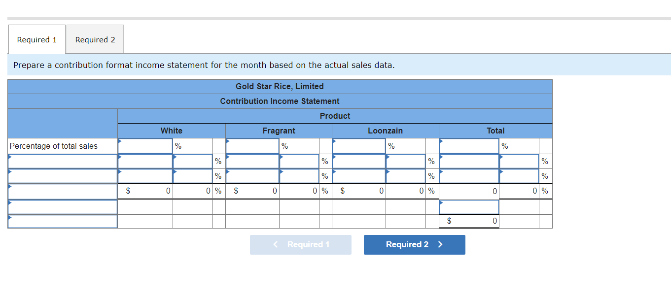 Solved Prepare a contribution format income statement for | Chegg.com