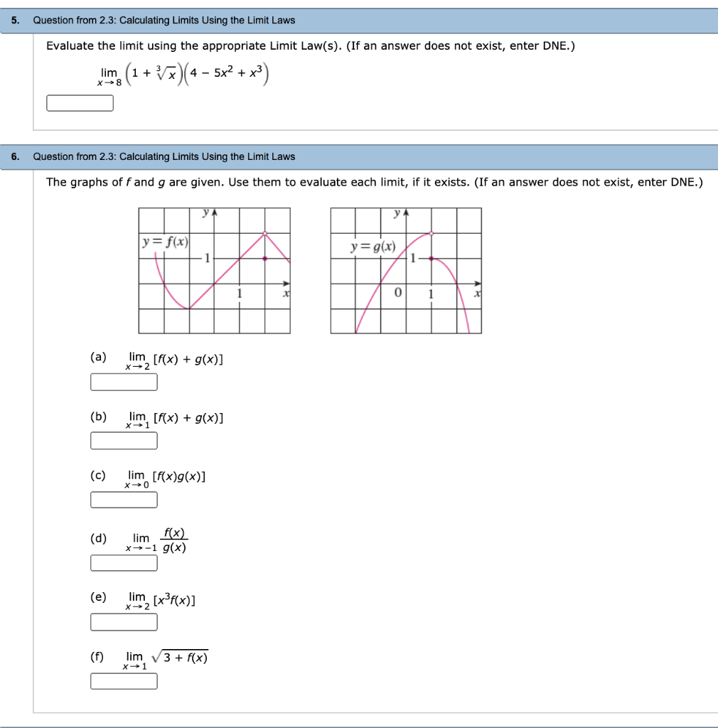 Solved 5. Question from 2.3: Calculating Limits Using the | Chegg.com