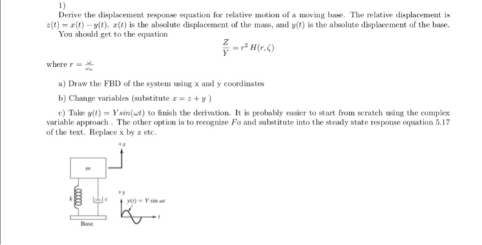 1) Derive the displacement response equation for | Chegg.com