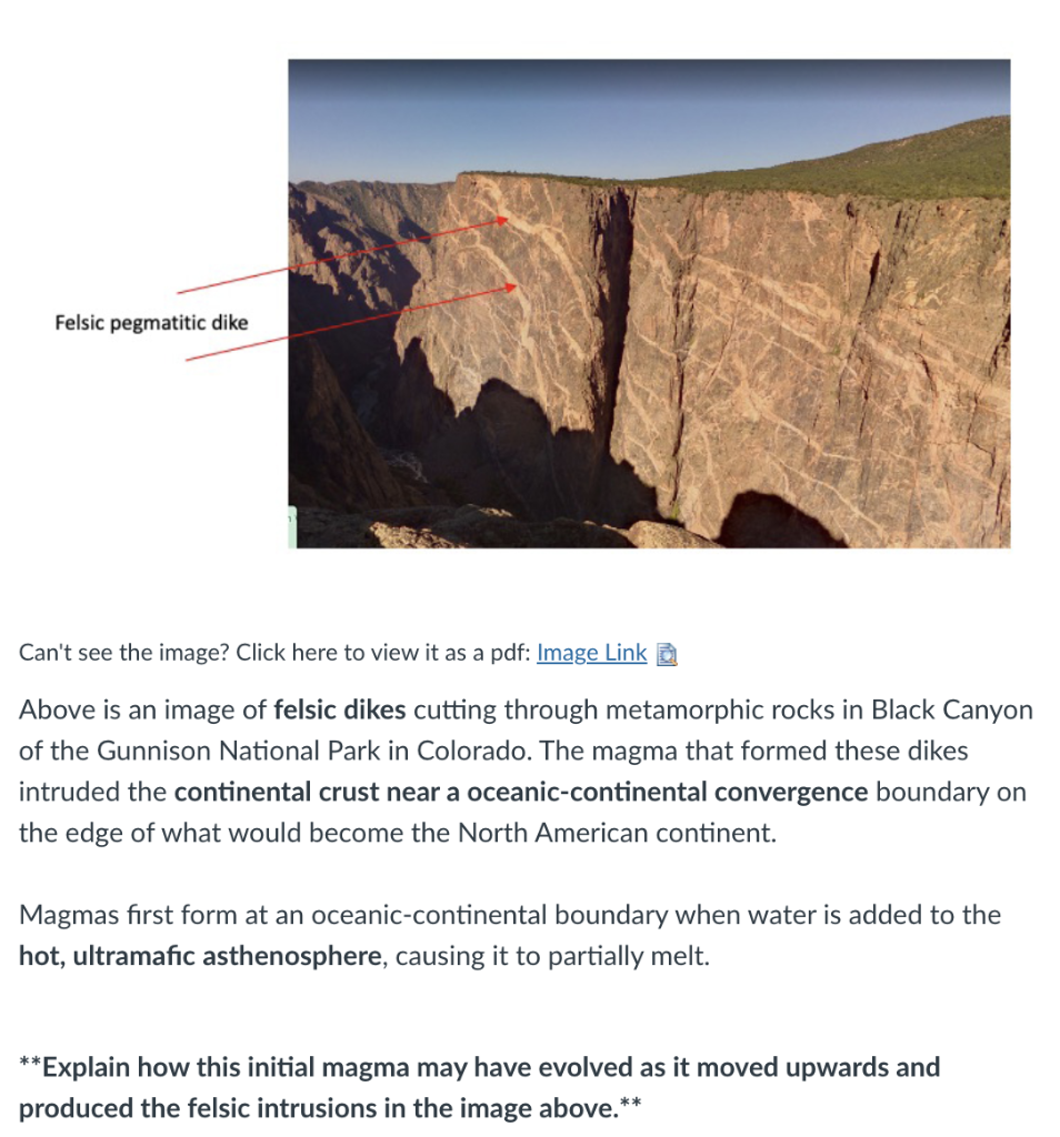 Solved Felsic pegmatitic dike Can't see the image Click here | Chegg.com