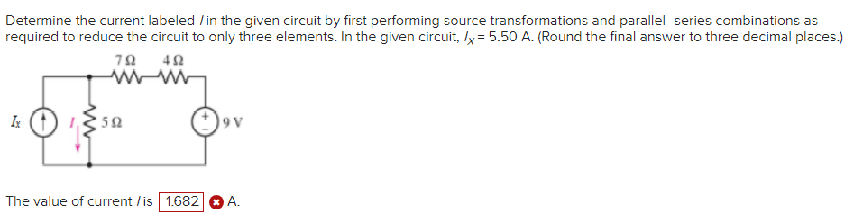 Solved Determine the current labeled I in the given circuit | Chegg.com