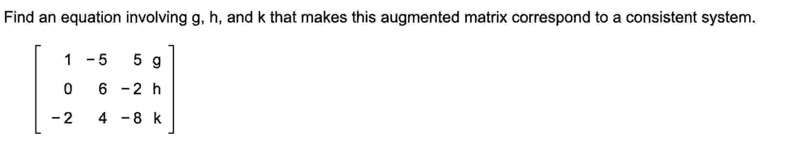 Solved Find an ﻿equation involving g,h, ﻿and k ﻿that makes | Chegg.com