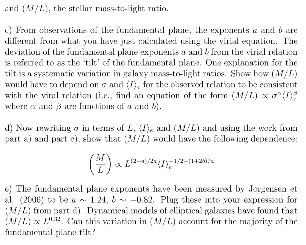 Problem 2 (50 points) Elliptical galaxies follow a | Chegg.com