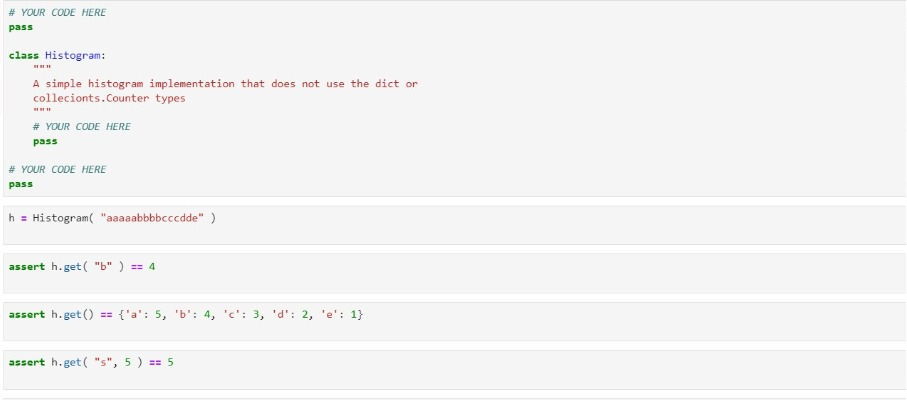Solved Write a Python class named Histogram that keeps track | Chegg.com