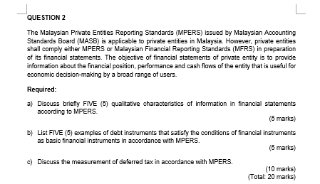 Solved QUESTION 2 The Malaysian Private Entities Reporting | Chegg.com